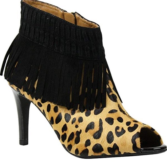 J.Renee | Shoes | New Jrenee Leopard Open Toe Ankle Boot | Poshmark